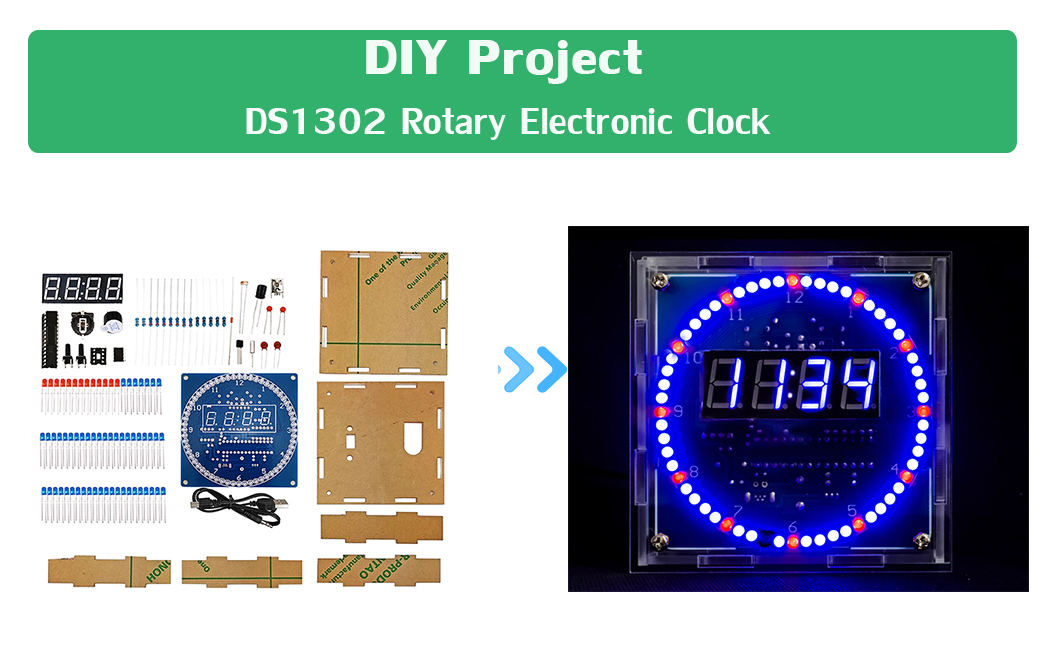 Ds1302 Diy Rotating Led Clock Soldering Kit From Icstation On Tindie